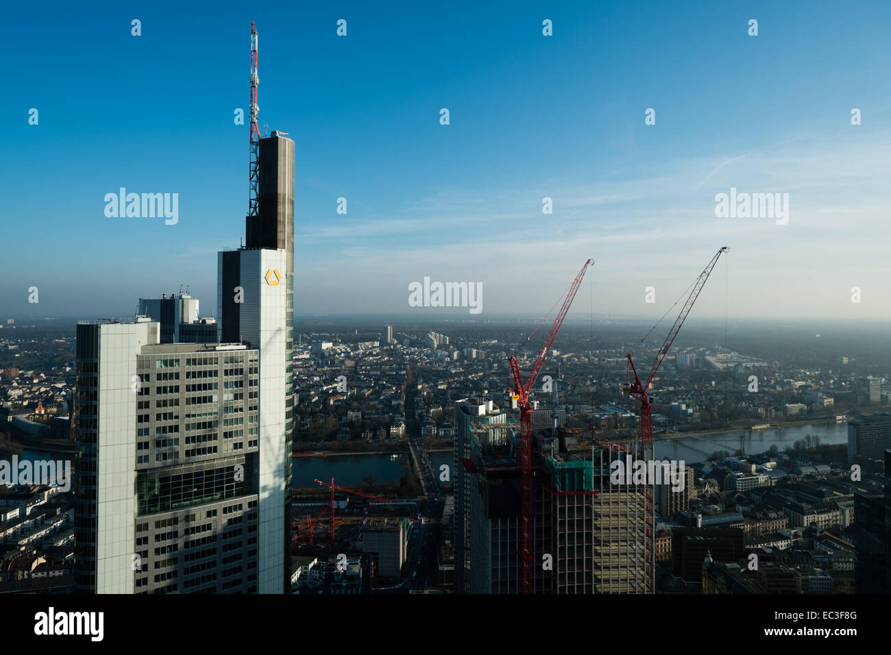 Commerzbank Tower and the construction site of the Taunusturm Taunus ...