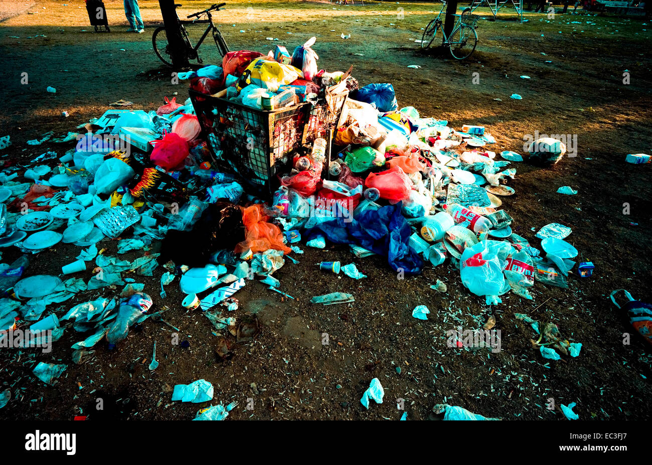 Garbage in a Park Stock Photo - Alamy