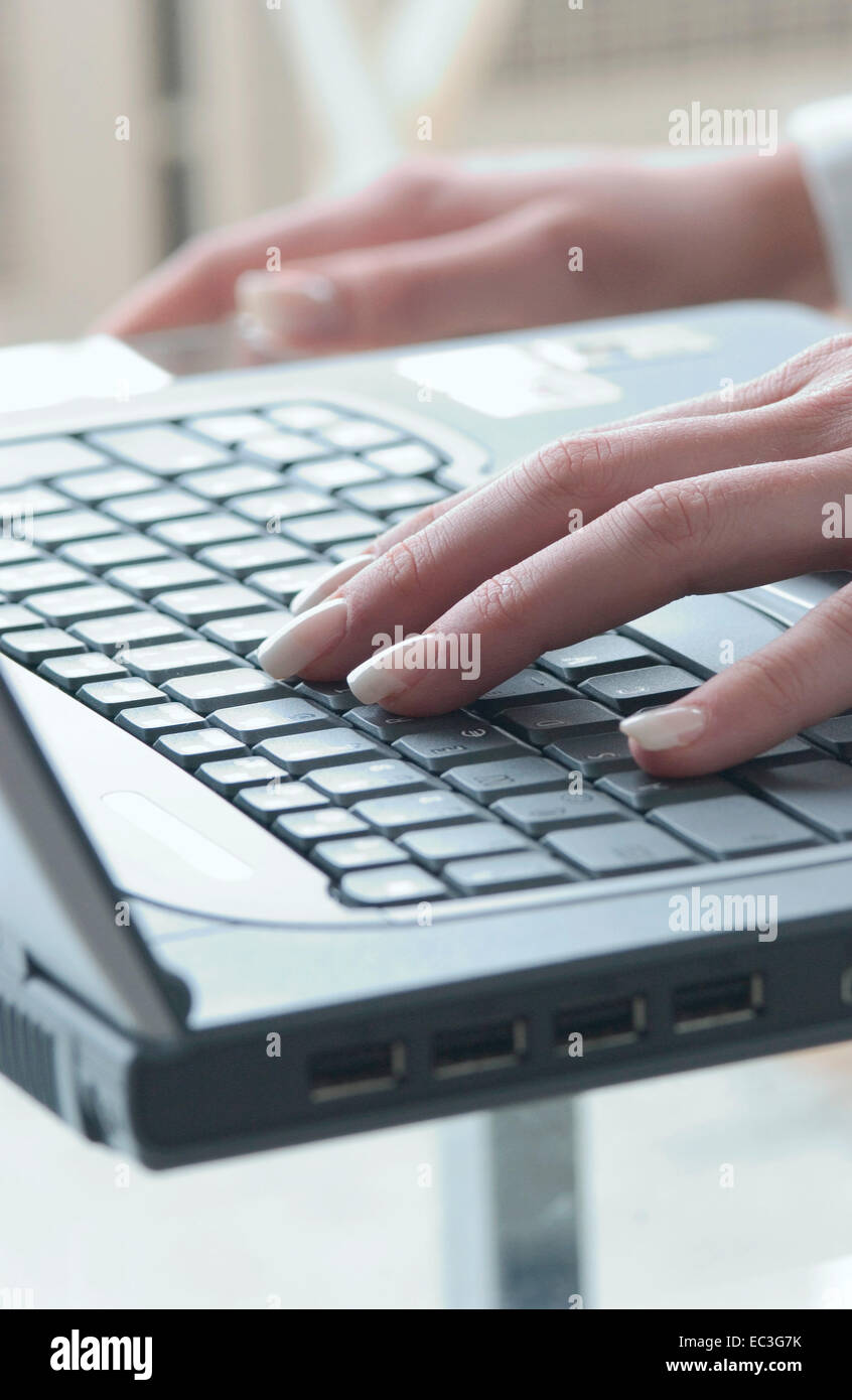 Hands on Notebook Stock Photo - Alamy