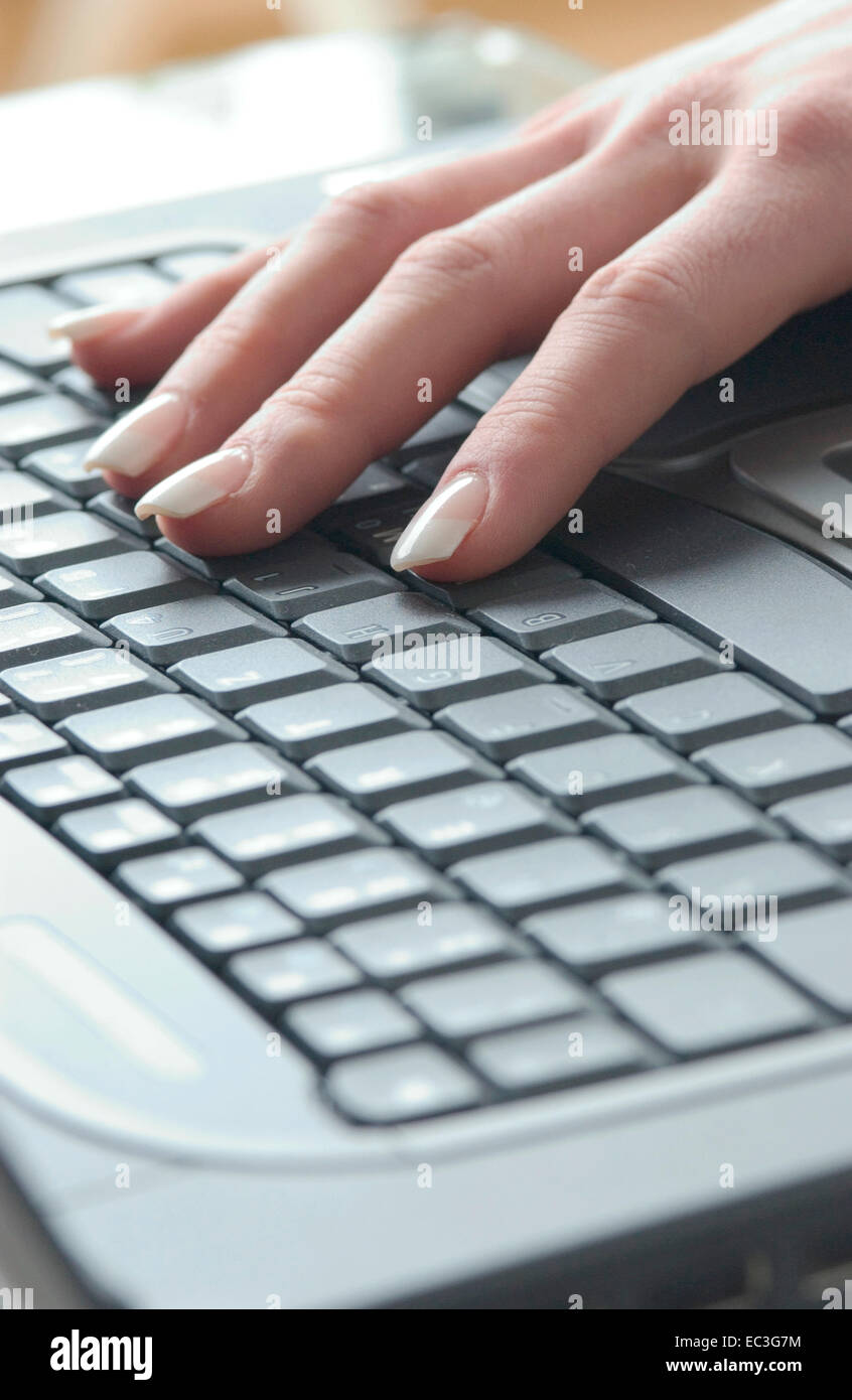Hand on Keyboard Stock Photo - Alamy