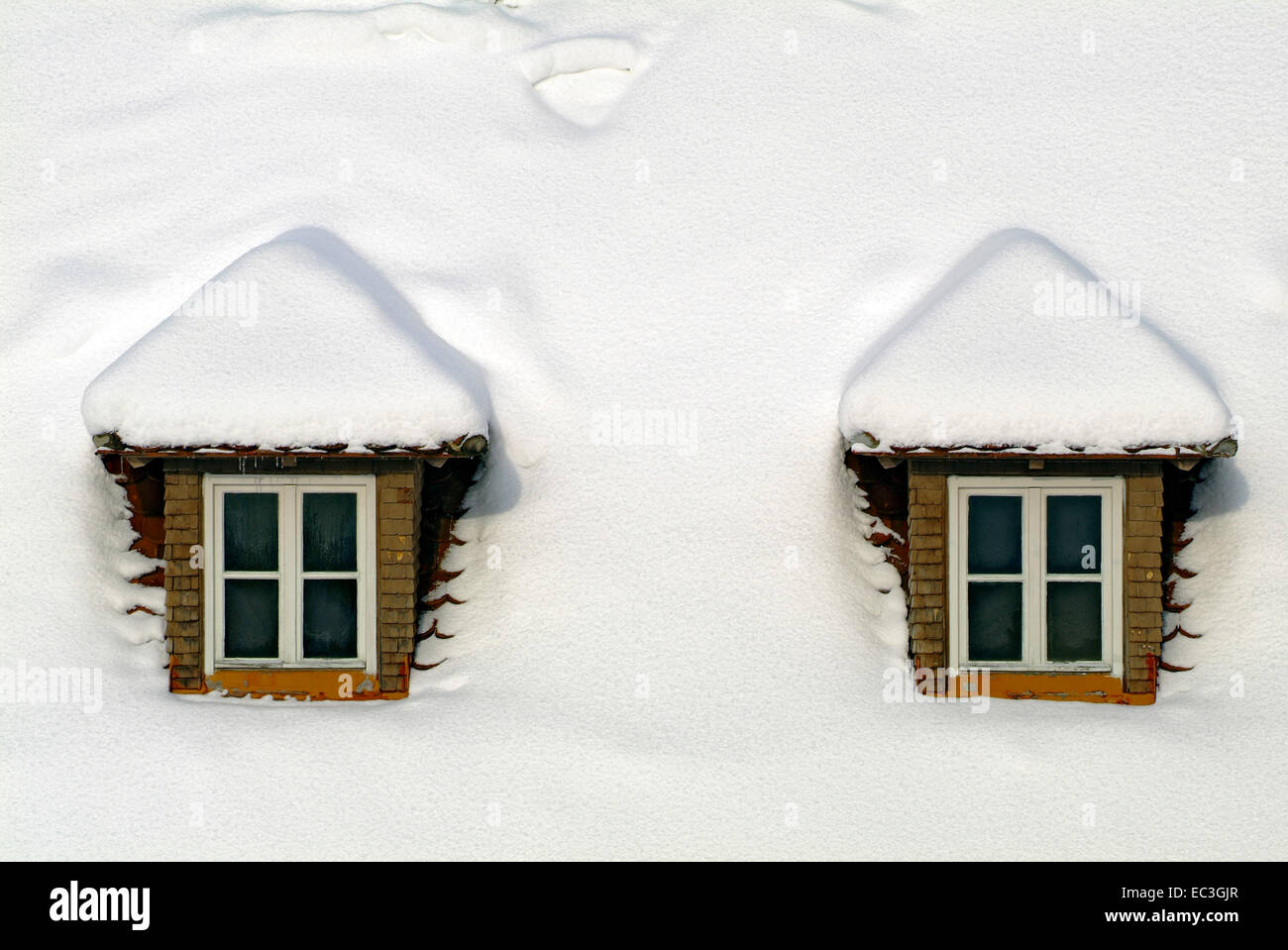 Dormer Windows in Snow Stock Photo - Alamy