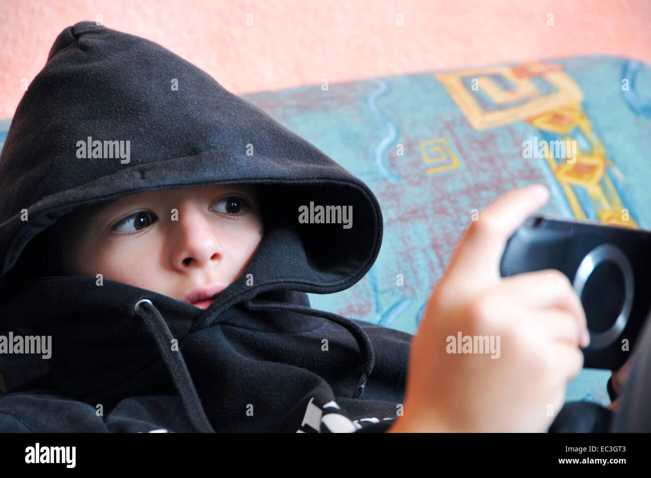 Boy Playing Gameboy Stock Photo - Alamy