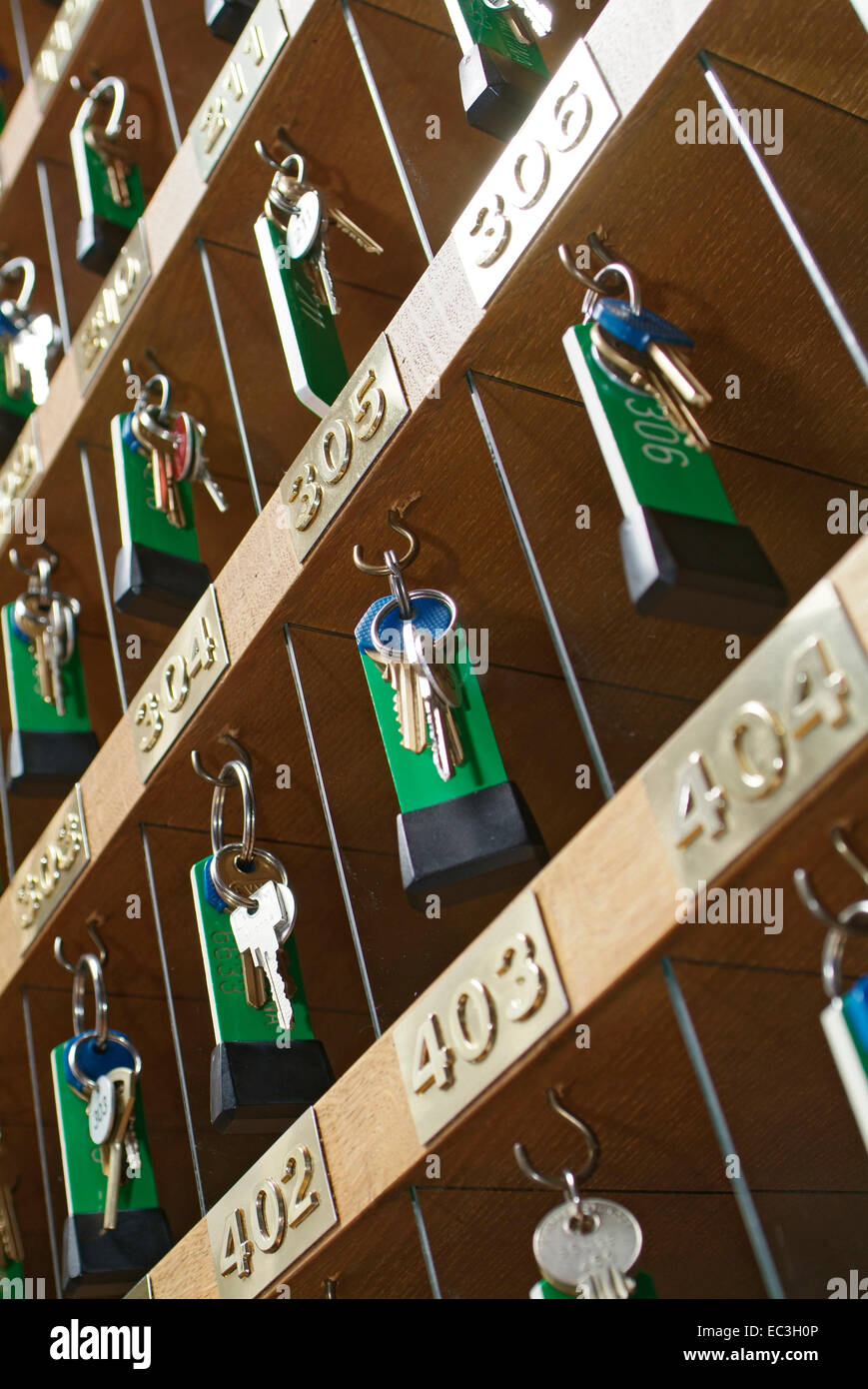 Hanging Room Keys in a Hotel Stock Photo - Alamy