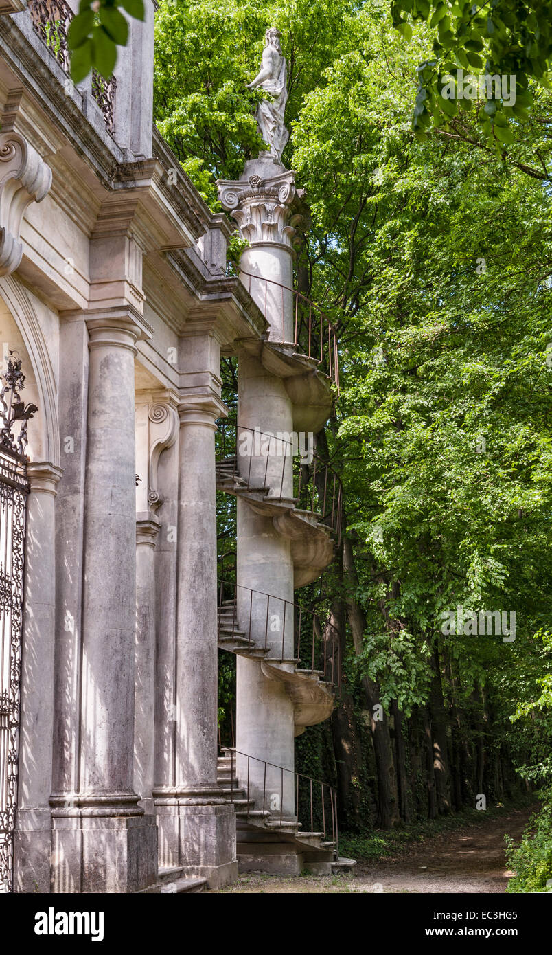 Villa Pisani, Stra, Italy. A spiral staircase winds up to a belvedere ...