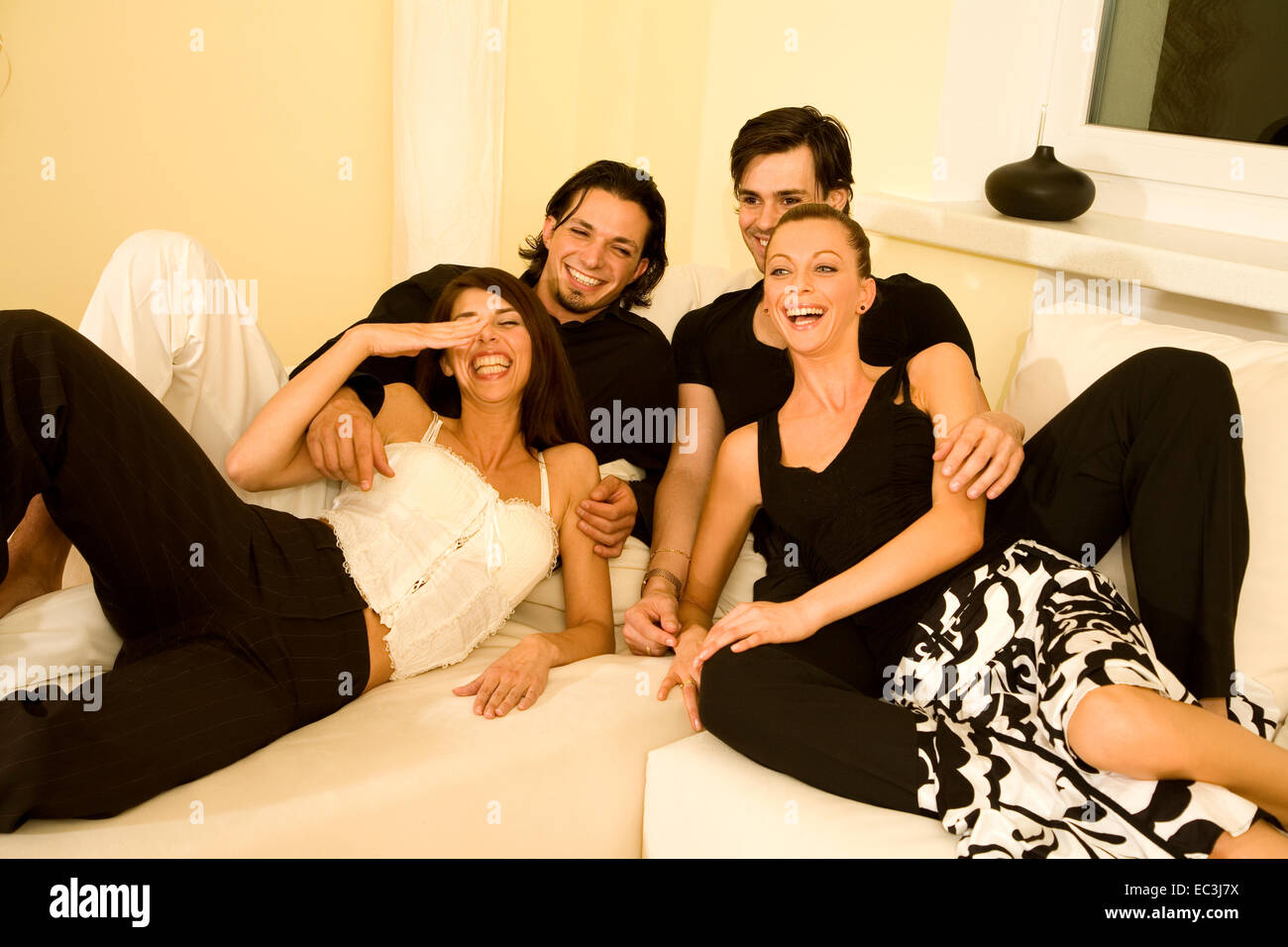 Friends spending the Evening together Stock Photo - Alamy