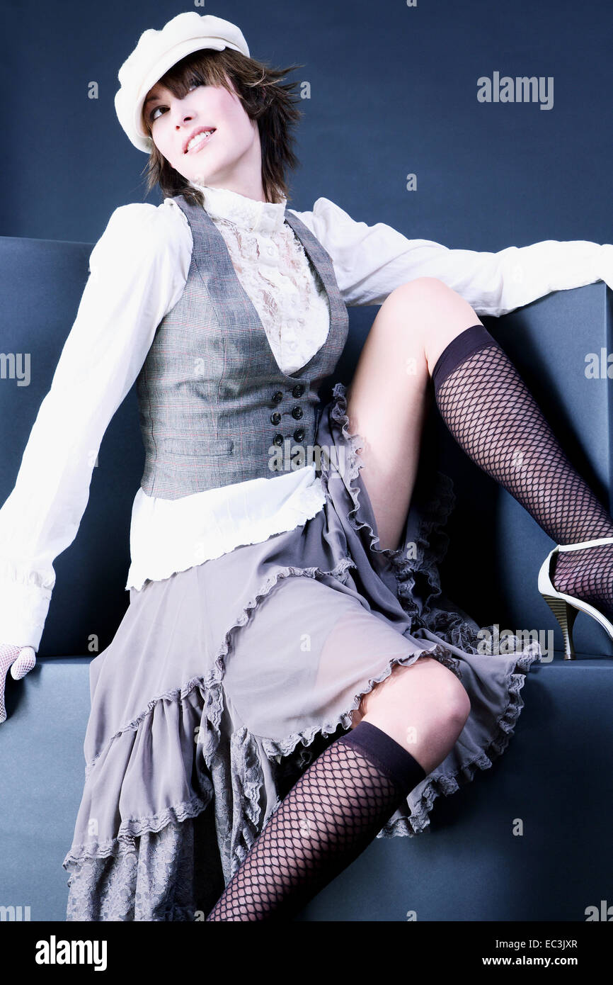 Woman wearing Cap Stock Photo - Alamy