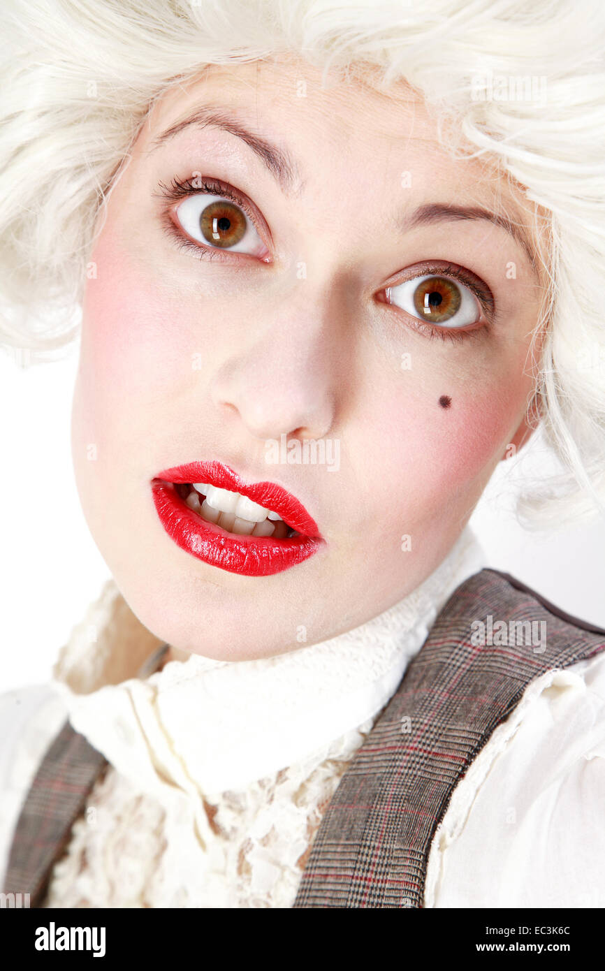 Woman with white Peruke Stock Photo - Alamy