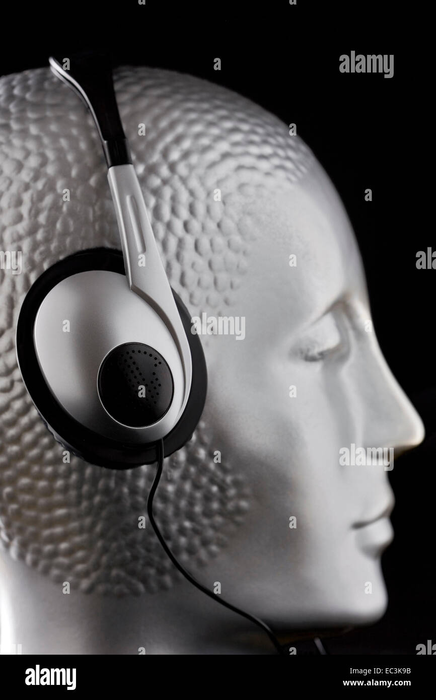 Head with Headphones Stock Photo - Alamy