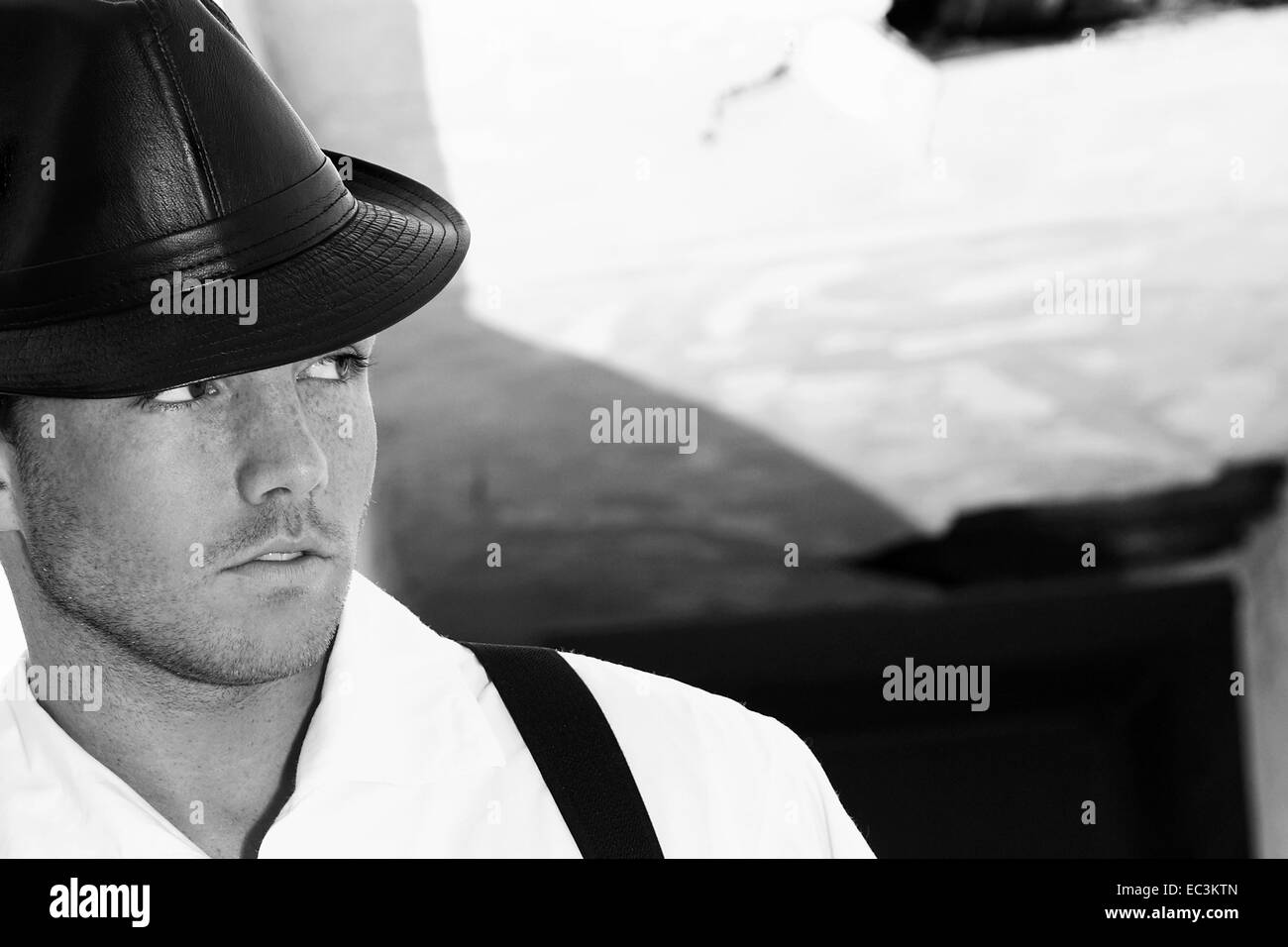 Portrait Man with Hat Stock Photo - Alamy