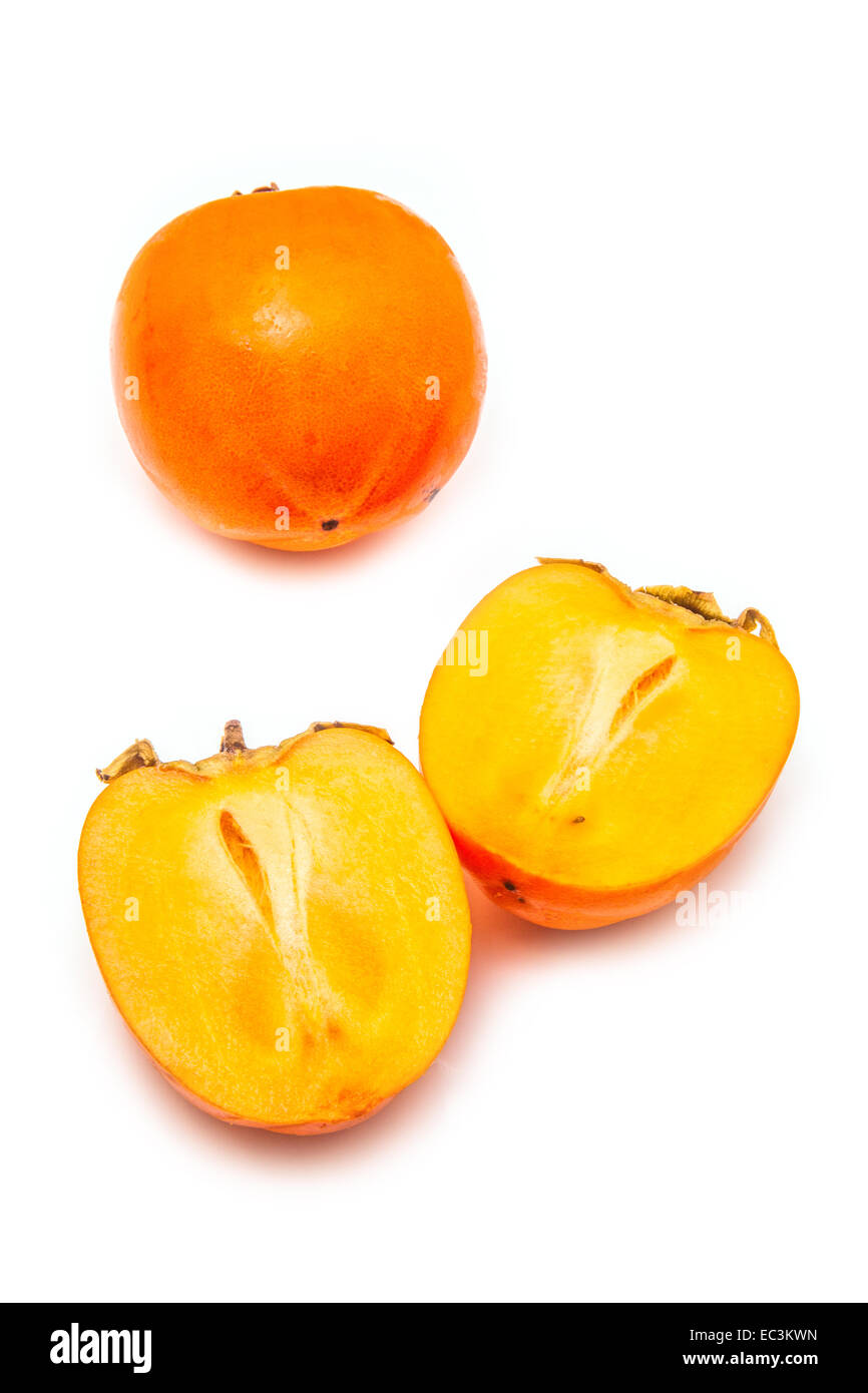 Persimon or Sharon fruit isolated on a white studio background Stock ...