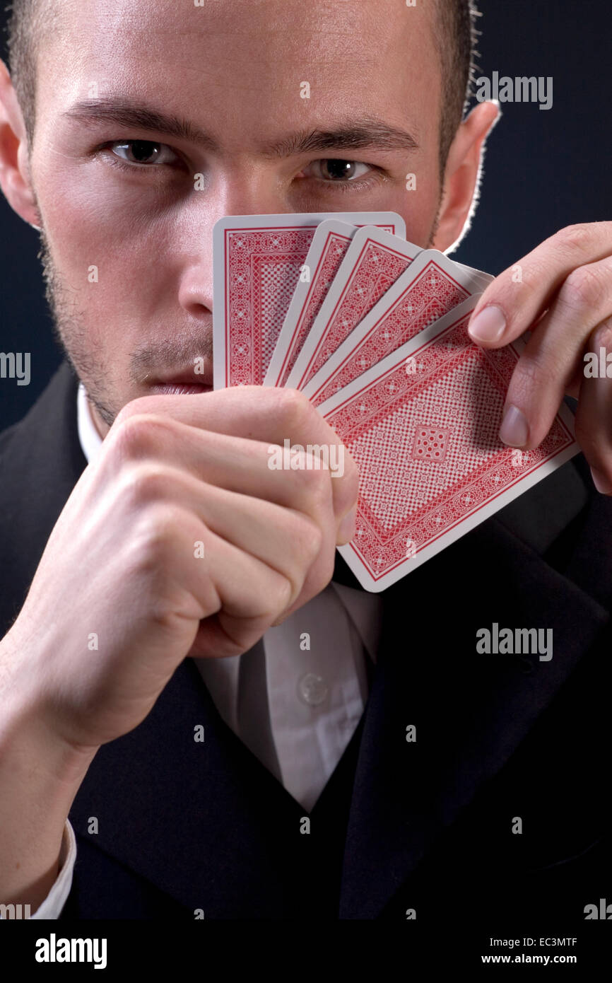 Man with Playing Cards Stock Photo - Alamy