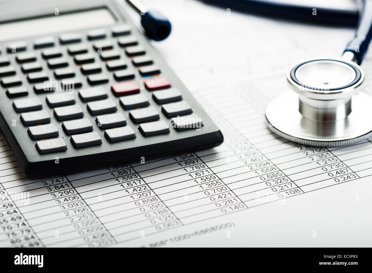 Health care costs. Stethoscope and calculator symbol for health care ...