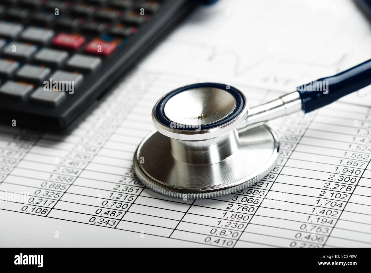 Health care costs. Stethoscope and calculator symbol for health care ...