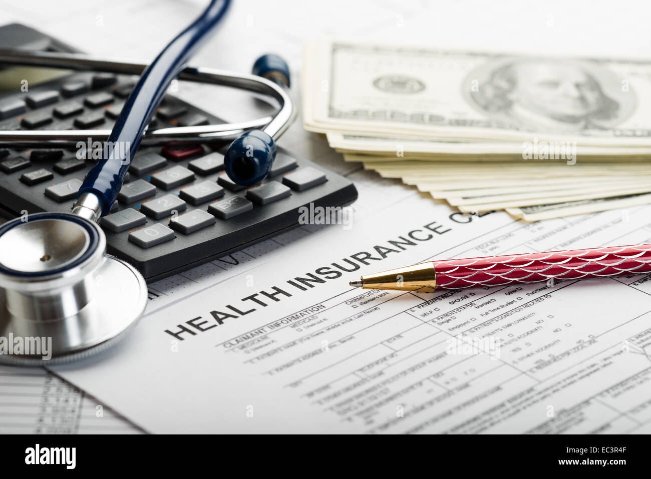 Health care costs. Stethoscope and calculator symbol for health care ...