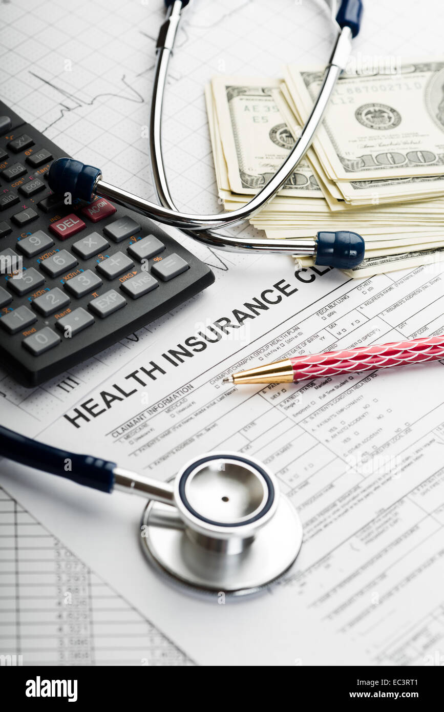 Health care costs. Stethoscope and calculator symbol for health care ...