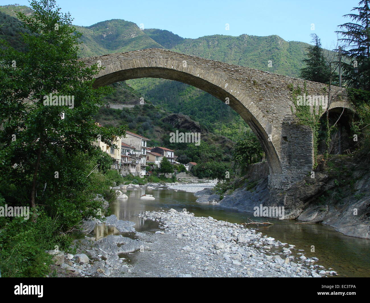 Bridge in Mountain Landscape Stock Photo - Alamy
