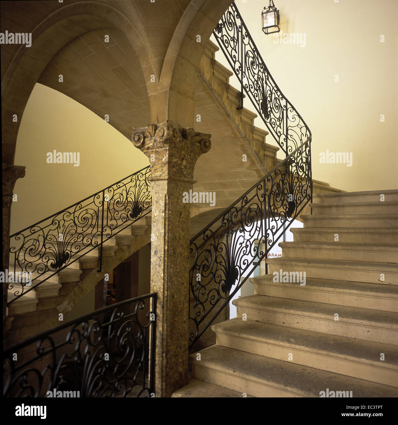 Stairs with filigree Banister Stock Photo - Alamy