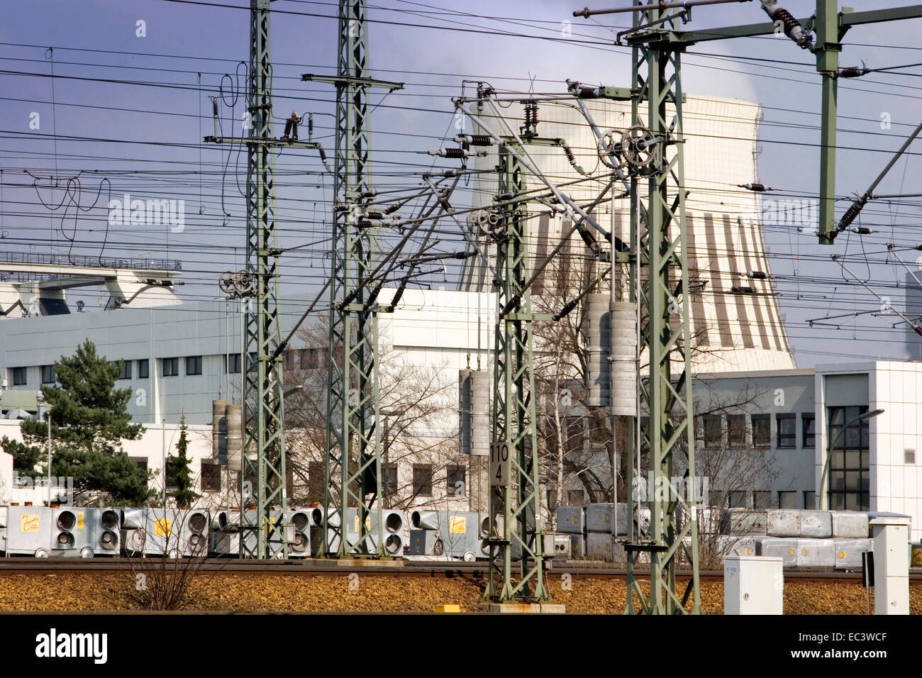 View over Rail Tracks on Power Station in Berlin, Germany Stock Photo ...