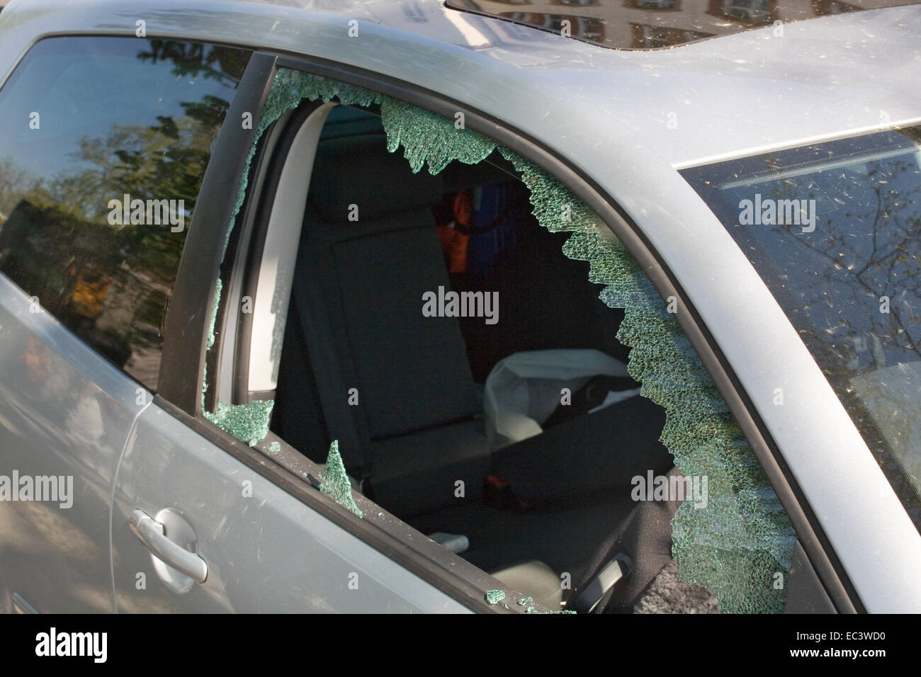 Smashed Window of Car Stock Photo - Alamy