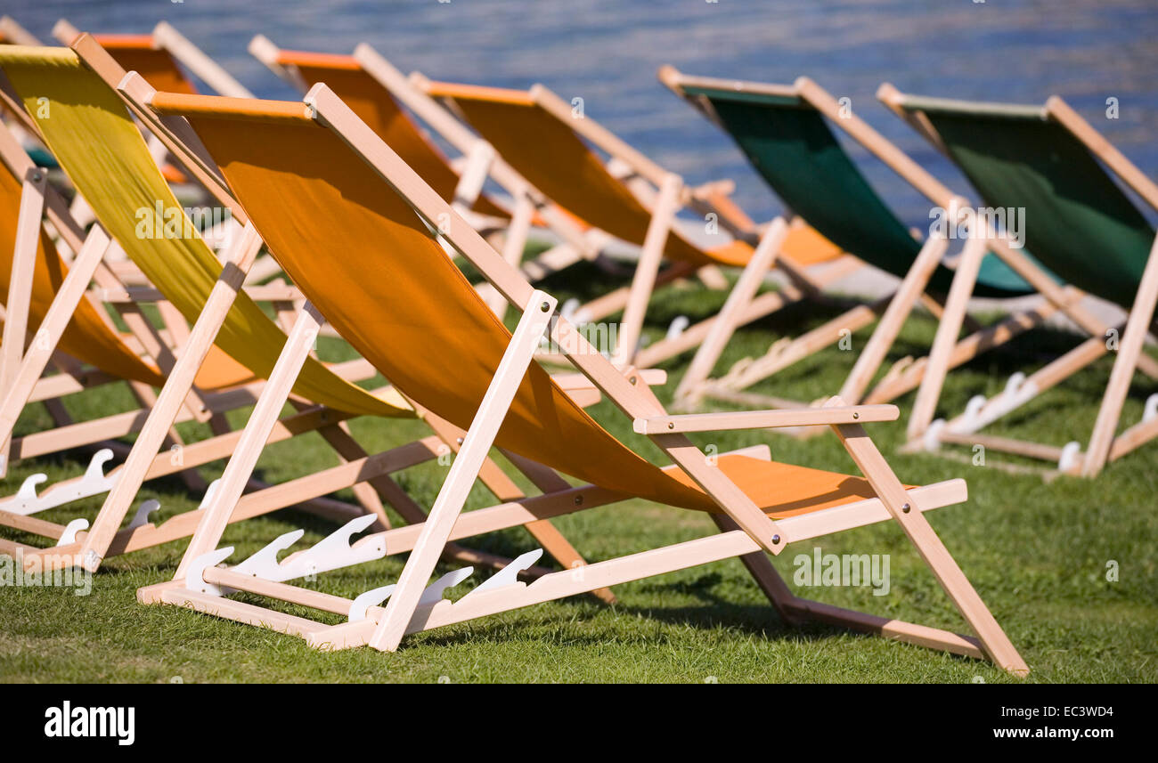 Deck Chairs at Riverside of Spree in Berlin, Germany Stock Photo - Alamy