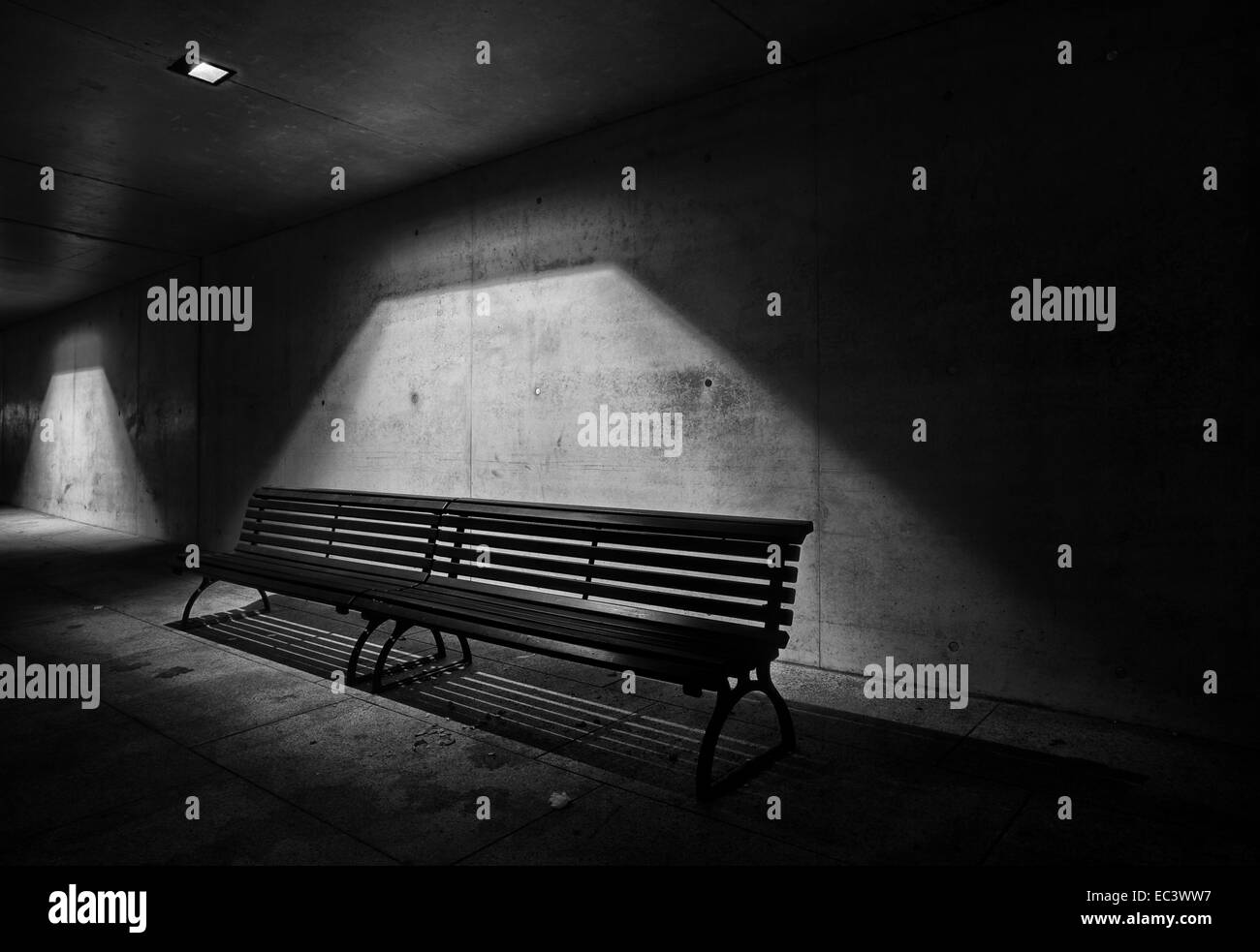 Lonely Bench by Night Stock Photo - Alamy
