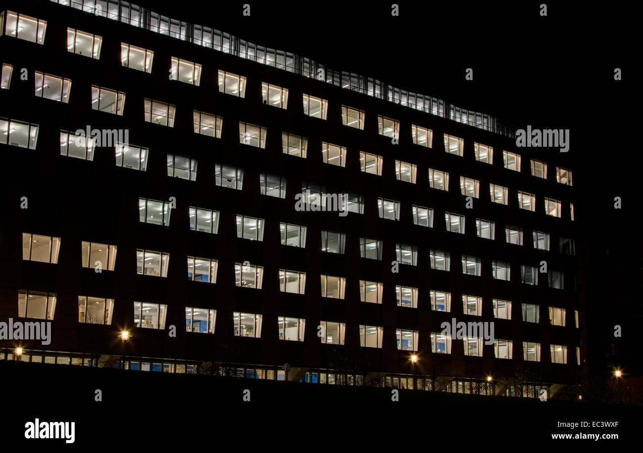 Office Building By Night Stock Photo - Alamy