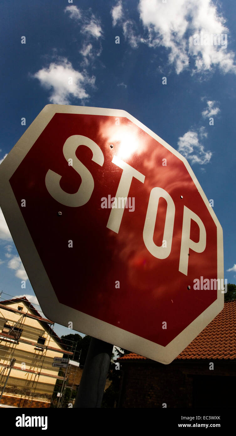Traffic Sign Saying Stop Stock Photo - Alamy