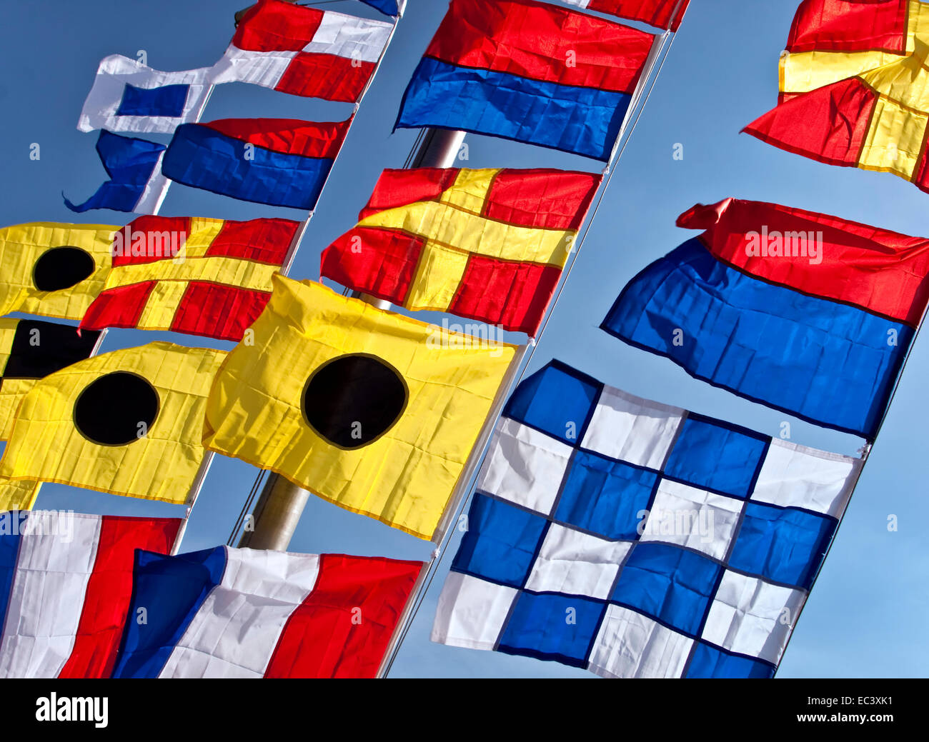 Flags for the signal alphabet with the navigation Stock Photo - Alamy