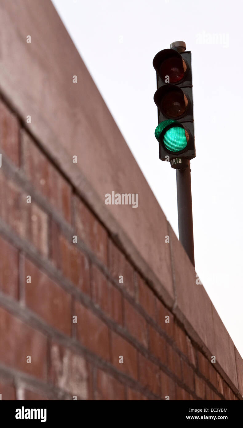 becomes green traffic light Stock Photo - Alamy