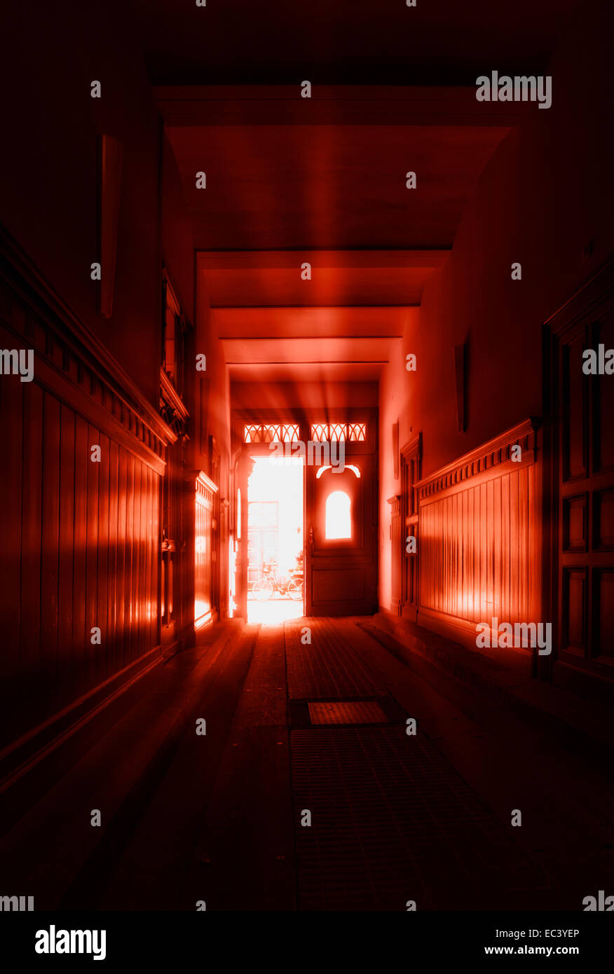 Hallway in red Stock Photo - Alamy