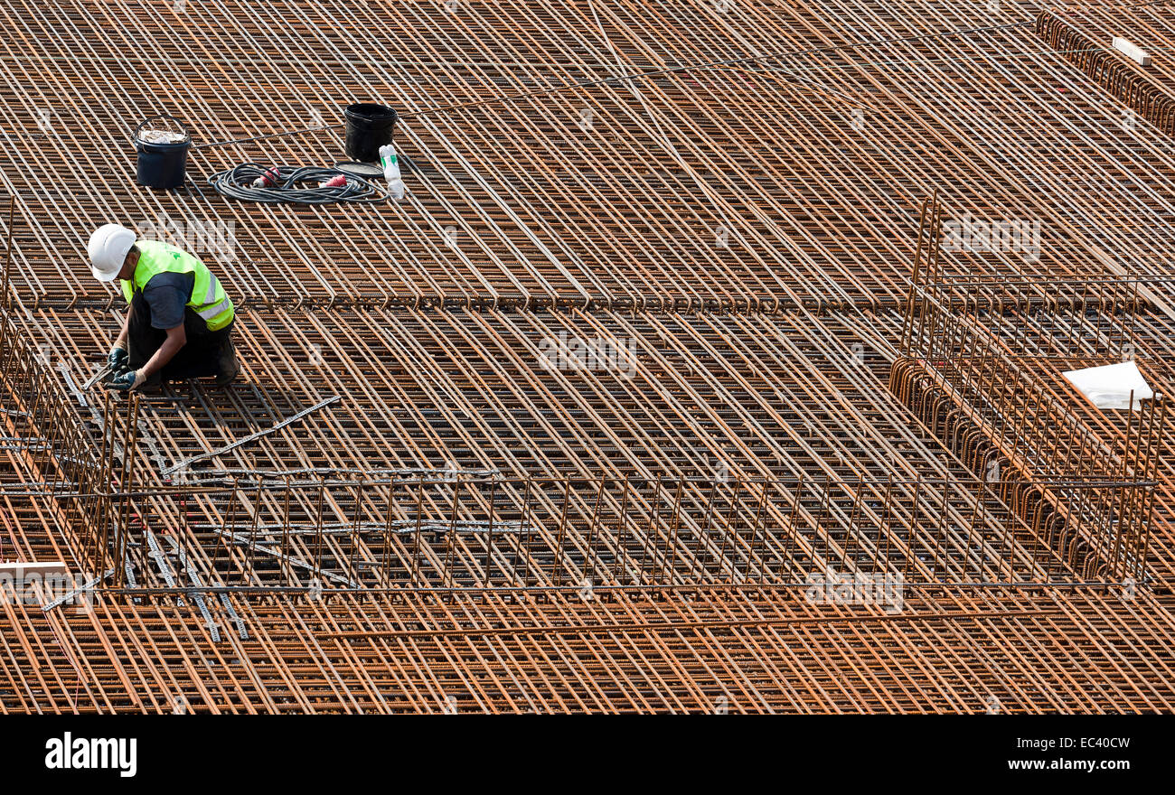 Reinforced concrete construction worker on a construction site Stock ...