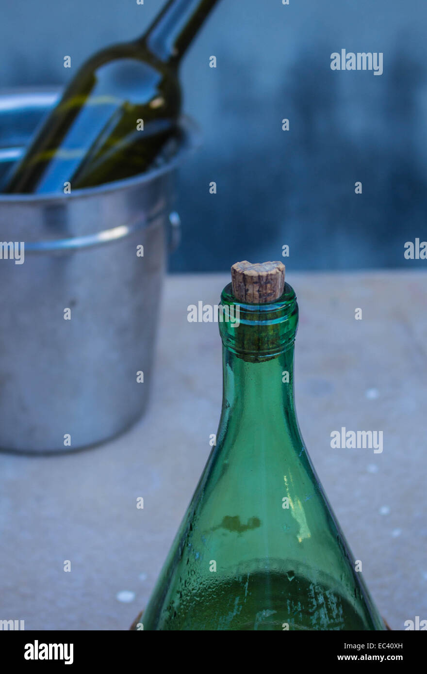 Drinking wine out after the party Stock Photo - Alamy