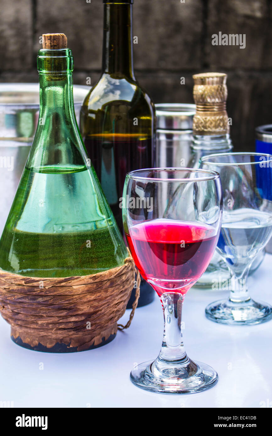 Wine and beverages prepared at the table Stock Photo - Alamy