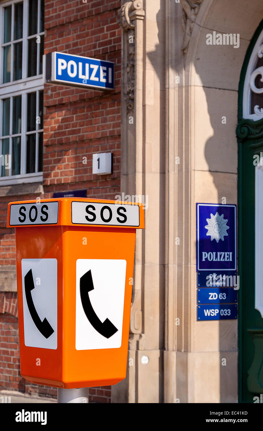 SOS stands directly in front of the entrance to a police station Stock ...