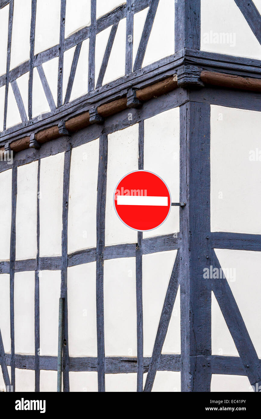Road signs on the exterior of a half-timbered House Stock Photo - Alamy