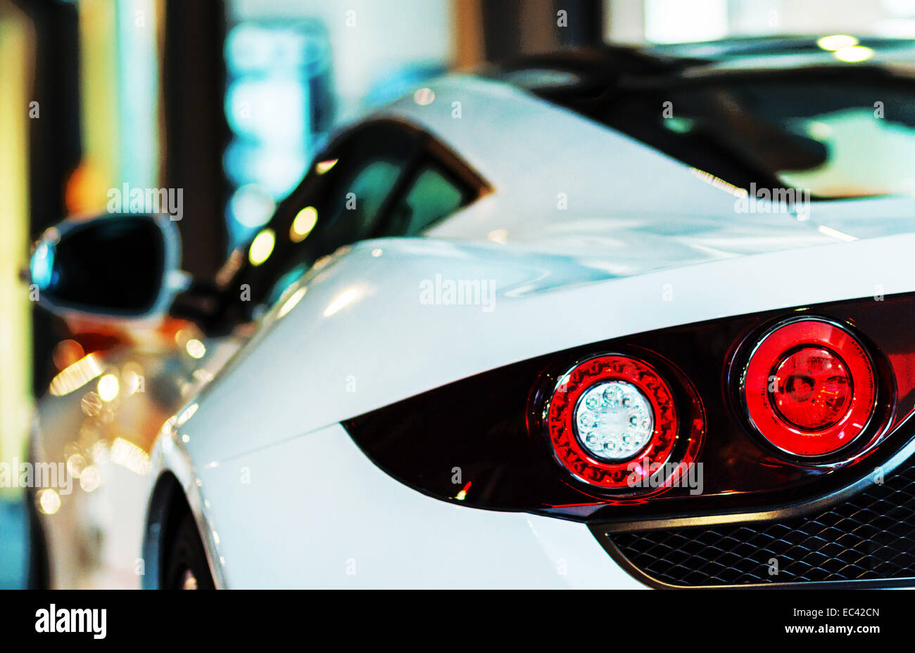 Red rear lights white headlights cars vehicles hi-res stock photography ...