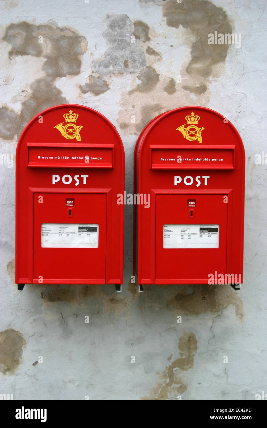 Two Red Mailboxes on House Wall Stock Photo - Alamy