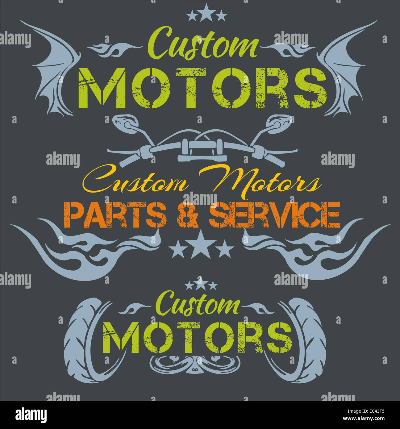 Custom motors - emblem set Stock Photo - Alamy