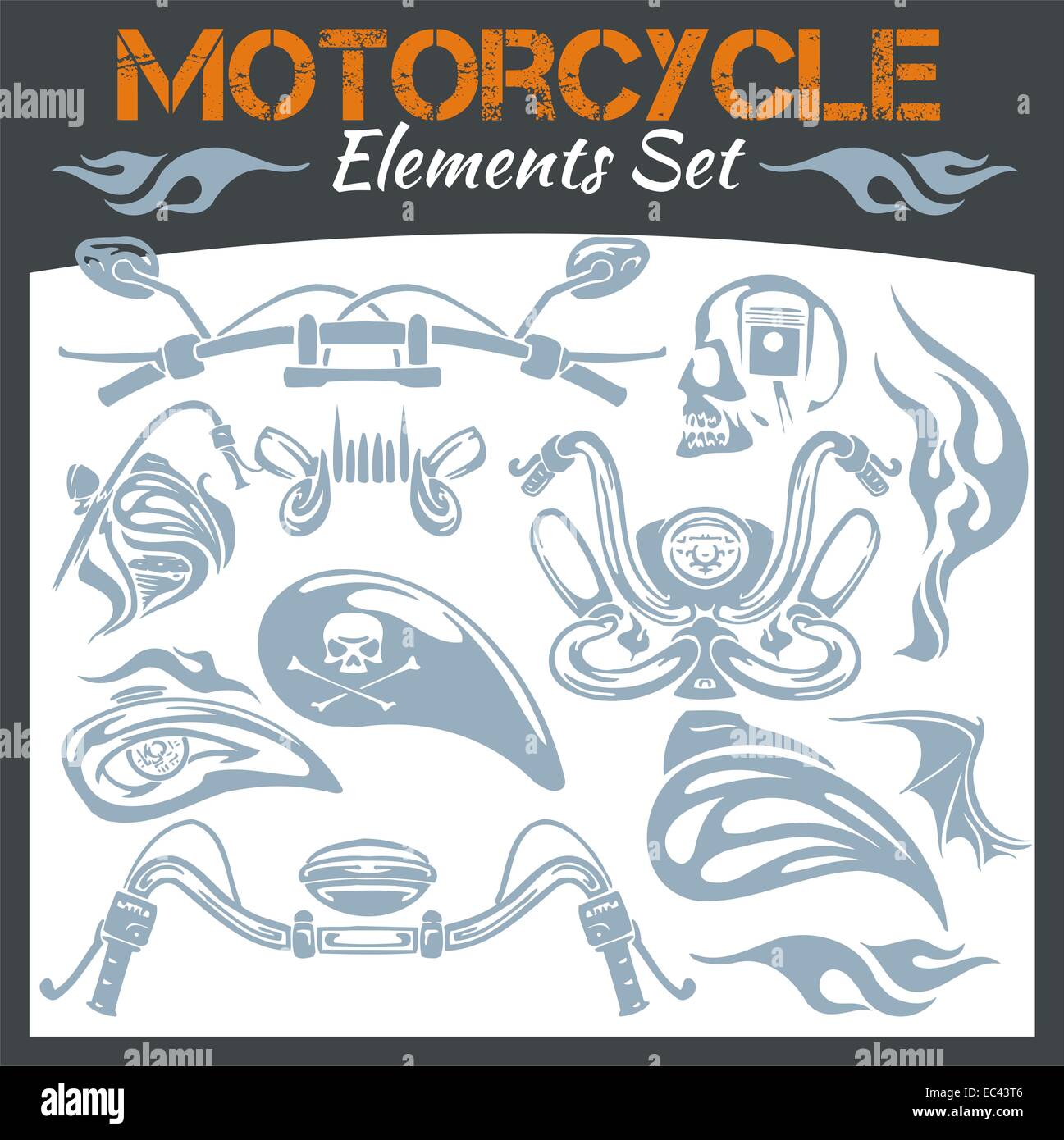 Motorcycle elements set Stock Photo - Alamy