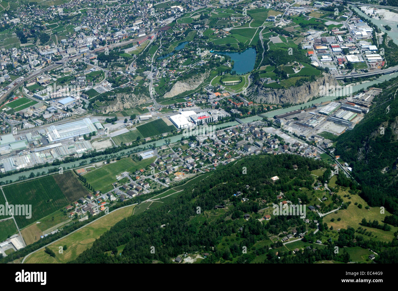 Aerial view of Siders, Sierre, Valais, Switzerland Stock Photo - Alamy