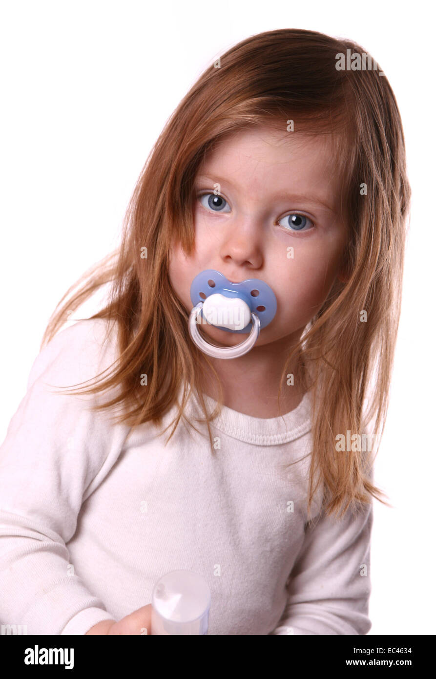 Girl with Baby-Soother Stock Photo - Alamy