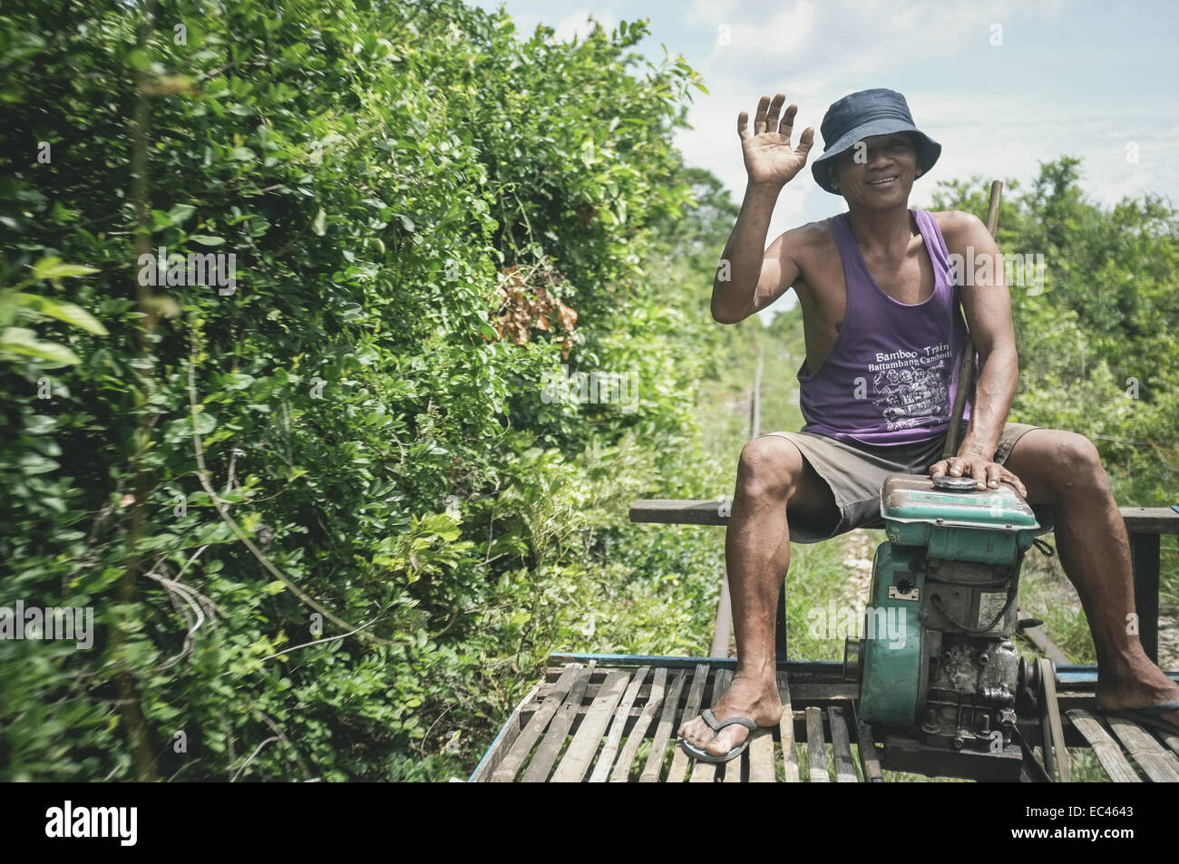 A norry or nori is an improvised rail vehicle from cambodia Stock Photo ...