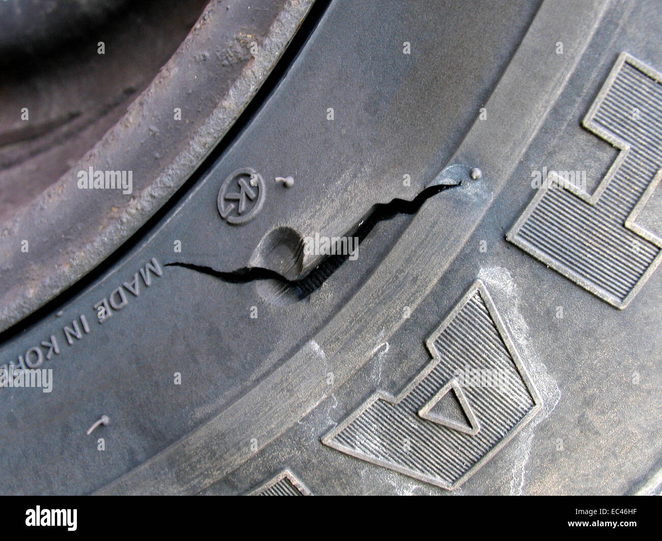 Tire with a Rip Stock Photo - Alamy