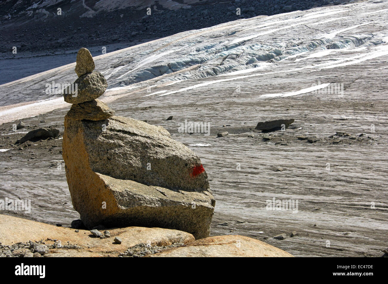 Steinmaennl, directional sign made of stacked pieces of rocks at a ...