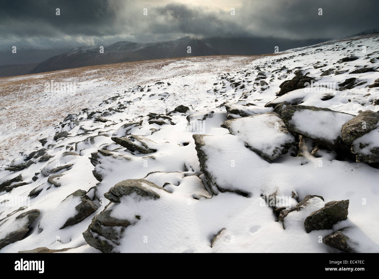 Looking south from Creigiau Malwod, Carneddau range, Snowdonia National ...