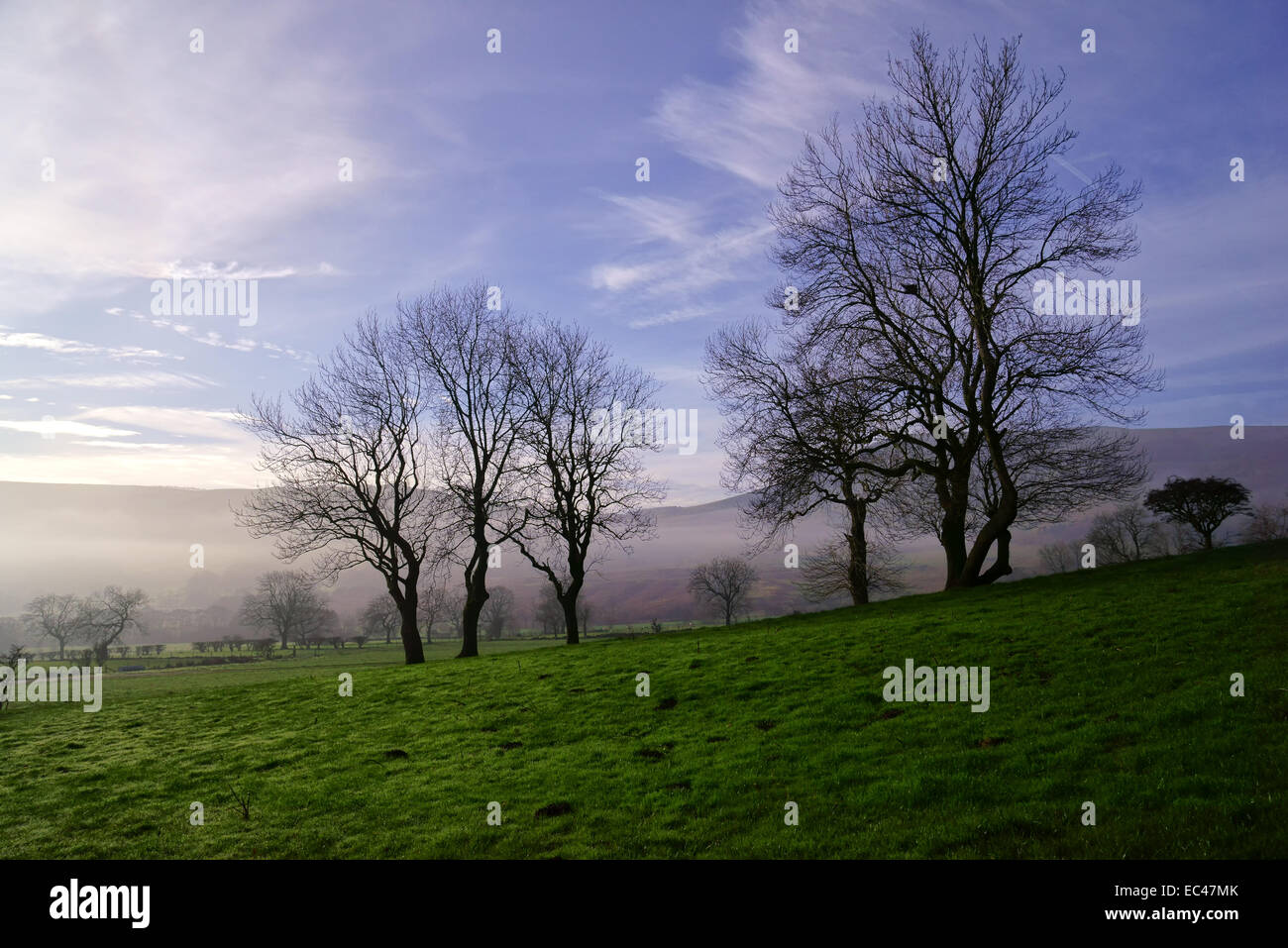 The valley of Castleton in the Peak District National Park, shrouded in ...