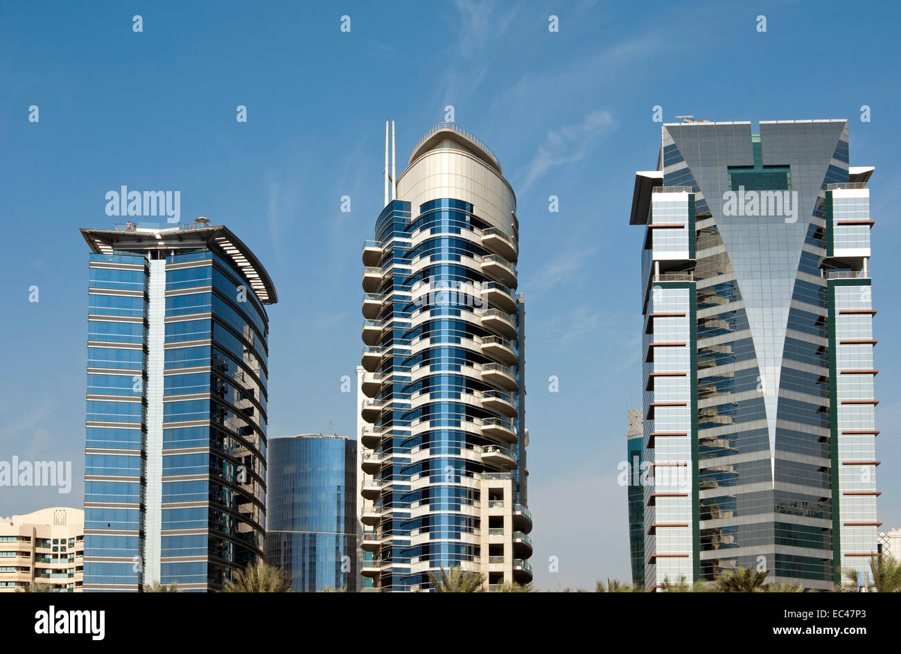 Different design of skyscrapers in Dubai, United Arab Emirates Stock ...