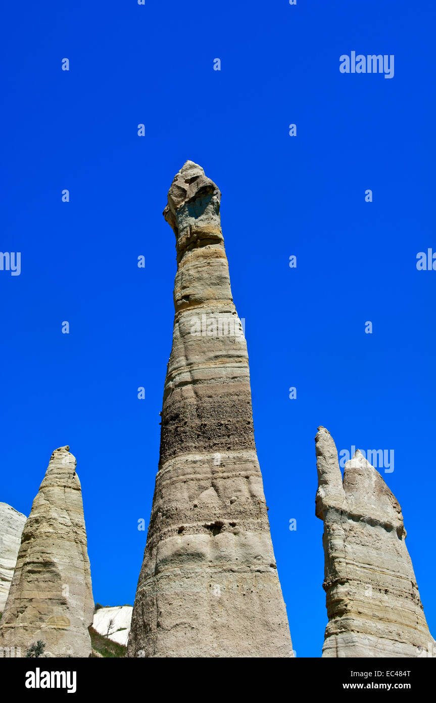 Tuff rock formations or fairy chimneys, Cappadocia, Turkey Stock Photo ...