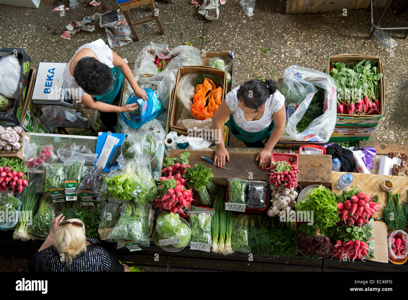 Vegetable stall at the Green Market, Zelyoni Bazaar, Almaty, Kazakhstan ...