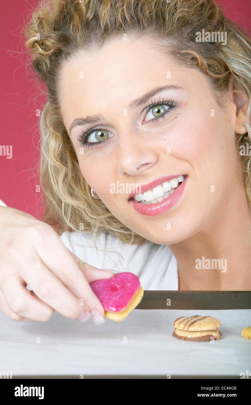 Woman baking Cookies Stock Photo - Alamy